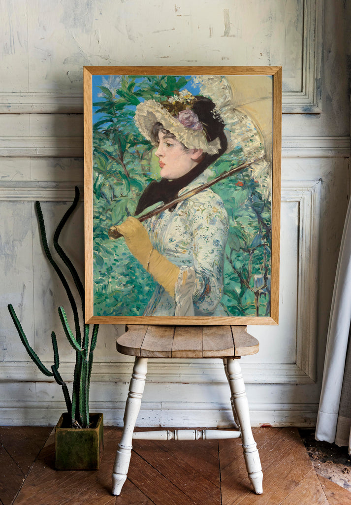 Jeanne (Spring) • by Edouard Manet • Vintage Oil Painting • Framed Can ...