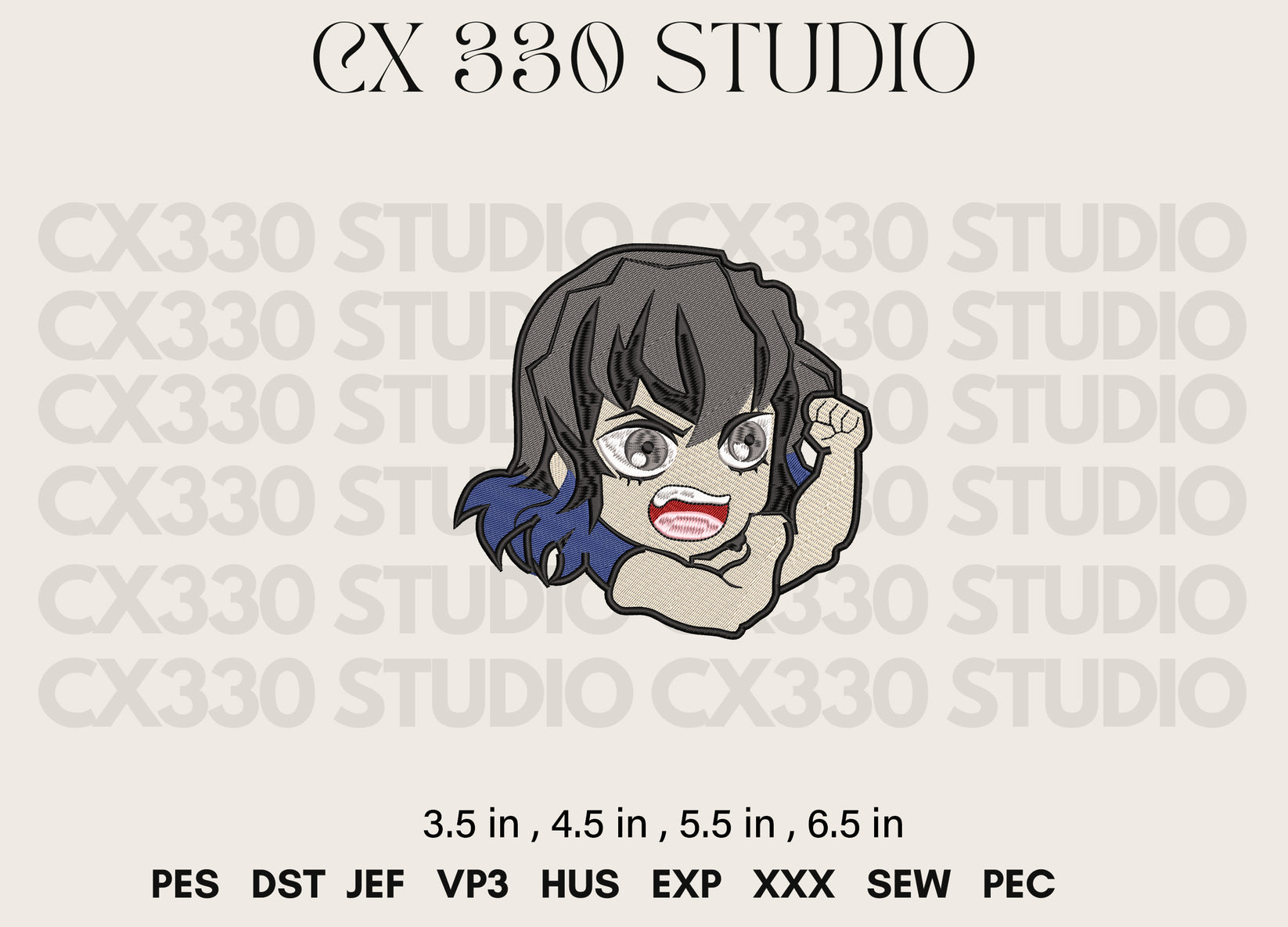 Inosuke Hashibira Demon slayer embroidery design file – CX330 Studio