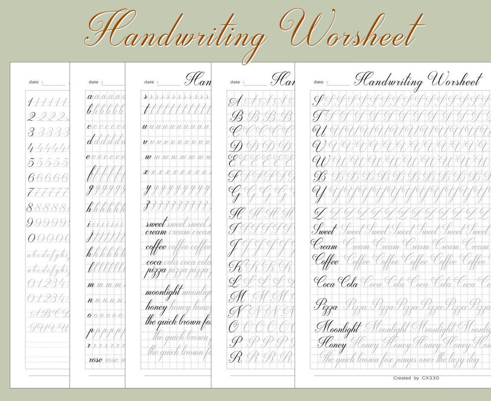 365 page Handlettering Practice Sheets – CX330 Studio